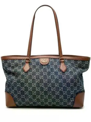 Gucci Gg Denim Ophidia Tote Bag - Blue