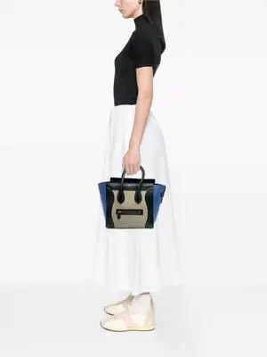 Celine 2014 Mini Tricolor Leather Luggage Tote Handbag - Multicolour
