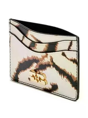 GANNI Bou Zebra-print Card Holder - Neutrals