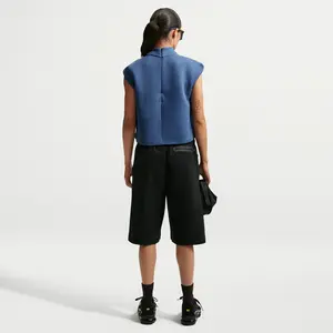 Nike Tech Fleece High Neck Short Sleeve Top - Blue
