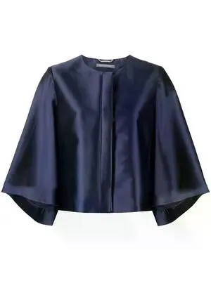 Alberta Ferretti Satin-trim Cropped Cape Jacket