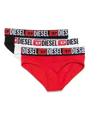 DIESEL® Three-pack Briefs With Maxi-logo Waist - Black