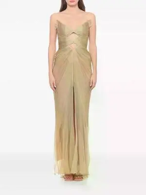 MARIA LUCIA HOHAN Plissé-effect Cut-out Gown