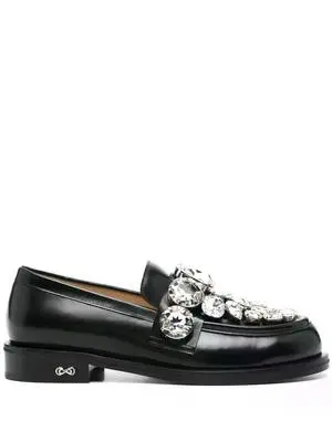 Mach & Mach Crystal-embellished Loafers