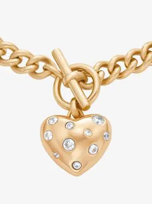 Michael Kors Pavé Heart Charm Necklace