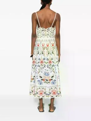Farm Rio Embroidered Scallop-edge Midi Dress