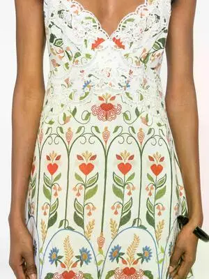 Farm Rio Embroidered Scallop-edge Midi Dress
