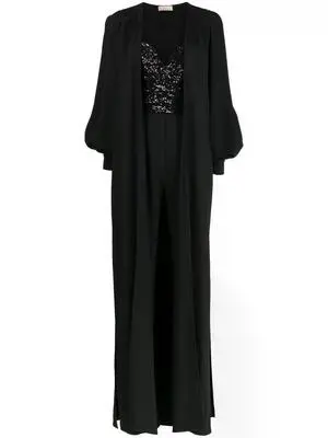 Elie Saab Cape-detail Sequin Jumpsuit - Black