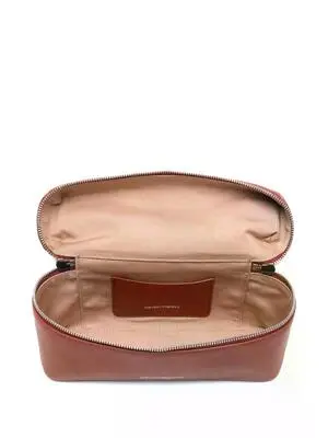 Emporio Armani Logo-print Leather Makeup Bag - Brown