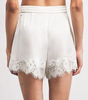 FLEUR DU MAL Stretch-silk Lace-trimmed Juliet Shorts