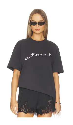 GANNI Heavy Cotton Jersey Relaxed Fit T-shirt