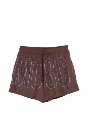 Moschino Logo-print Drawstring Swim Shorts - Brown