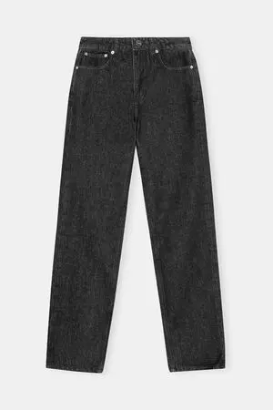 GANNI High Rise Straight Leg Jeans - Black