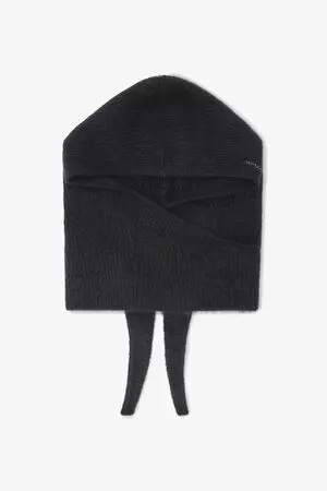 GANNI Embroidered Logo Wool Balaclava - Black