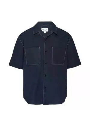 SOLID HOMME Contrast-stitch Patch-pocket Shirt