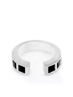 Tom Wood Sterling Square Onyx Gate Ring - Silver