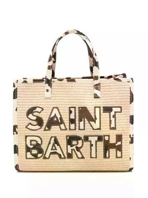 MC2 SAINT BARTH Logo-patch Cow-print Tote Bag - Neutrals