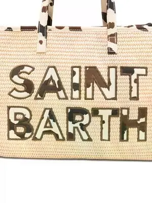 MC2 SAINT BARTH Logo-patch Cow-print Tote Bag - Neutrals