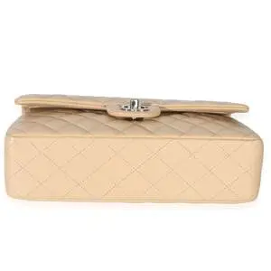 Chanel Quilted Lambskin Double Flap Bag - Beige