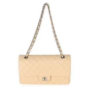 Chanel Quilted Lambskin Double Flap Bag - Beige