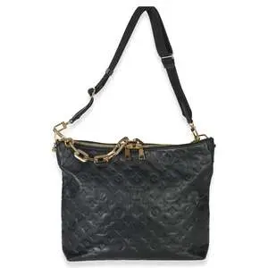 LOUIS VUITTON Monogram Embossed Lambskin Coussin Mm Hobo - Black