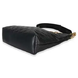 LOUIS VUITTON Monogram Embossed Lambskin Coussin Mm Hobo - Black