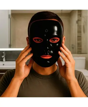 PURSONIC His And Hers Professional Glow At Home: 7-in-1 Led Light Therapy Face Mask - Black