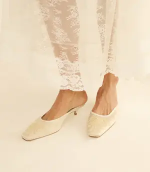 DÔEN Malin Mule - Embellished Eggshell Satin