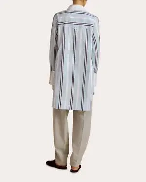 Marina Moscone Pinstripe Jacquard Slim Tuxedo Shirt