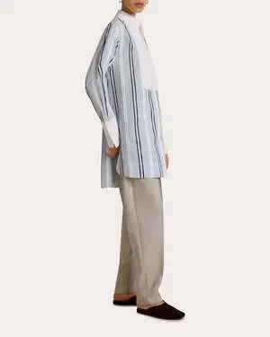Marina Moscone Pinstripe Jacquard Slim Tuxedo Shirt