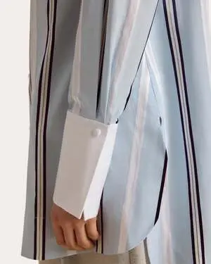 Marina Moscone Pinstripe Jacquard Slim Tuxedo Shirt