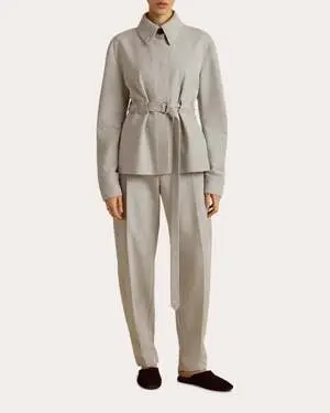 Marina Moscone Belted Cocoon Bomber Jacket - Grey