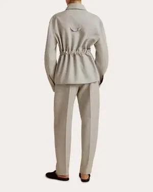 Marina Moscone Belted Cocoon Bomber Jacket - Grey