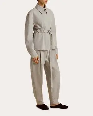 Marina Moscone Belted Cocoon Bomber Jacket - Grey