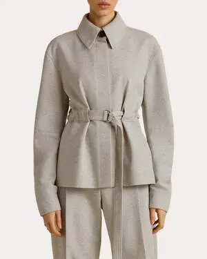 Marina Moscone Belted Cocoon Bomber Jacket - Grey