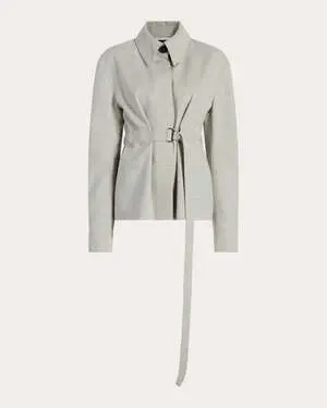 Marina Moscone Belted Cocoon Bomber Jacket - Grey