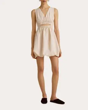Marina Moscone Cotton Faille Cutout Bubble Mini Dress