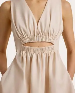 Marina Moscone Cotton Faille Cutout Bubble Mini Dress
