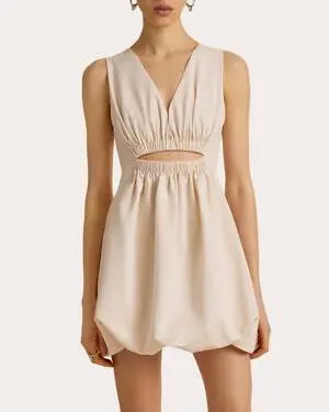 Marina Moscone Cotton Faille Cutout Bubble Mini Dress