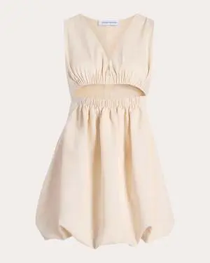 Marina Moscone Cotton Faille Cutout Bubble Mini Dress