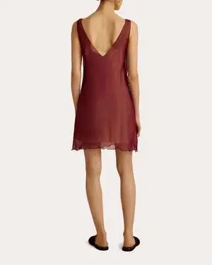 Marina Moscone Sheer Silk Chiffon Layered Slip Dress