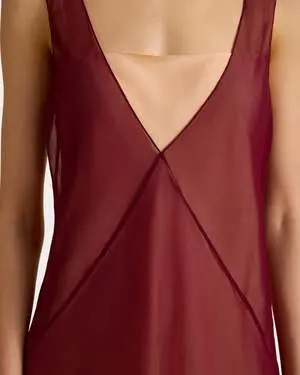 Marina Moscone Sheer Silk Chiffon Layered Slip Dress
