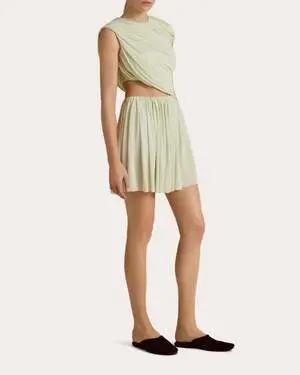 Marina Moscone Jersey Cutout Gathered Drape Mini Dress - Green