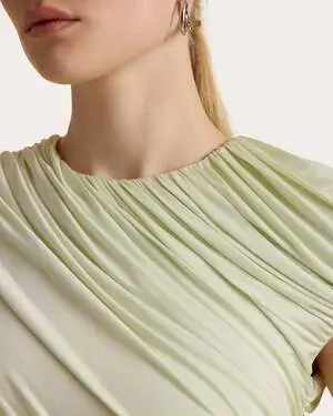 Marina Moscone Jersey Cutout Gathered Drape Mini Dress - Green