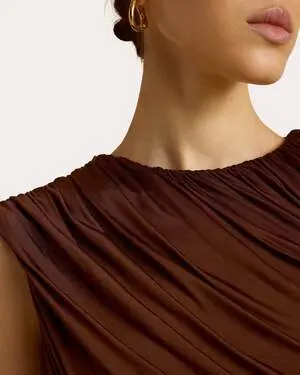 Marina Moscone Jersey Cutout Gathered Drape Mini Dress - Brown
