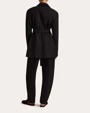 Marina Moscone Wool Belted Boyfriend Blazer