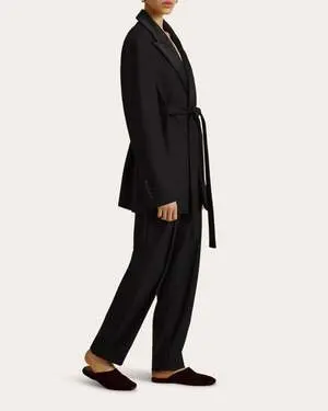 Marina Moscone Wool Belted Boyfriend Blazer