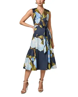 Donna Karan New York Floral Print A-line Midi Dress