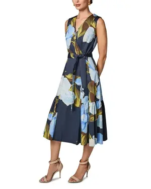Donna Karan New York Floral Print A-line Midi Dress