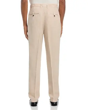 Eleventy Garment-dyed Linen Relaxed Fit Pleated Trousers - Sand